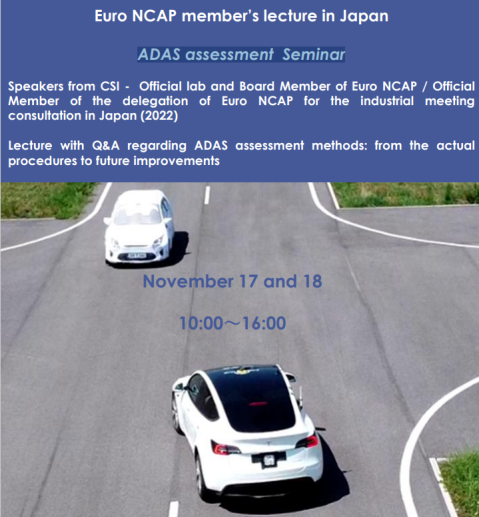 ADAS assessment Seminar - Euro NCAP member’s lecture in Japan - Automotive